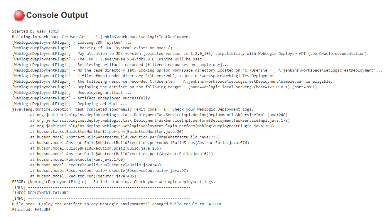 Jenkins 46849 Weblogic Server Deployment Error Failed To Register Library Extension Name